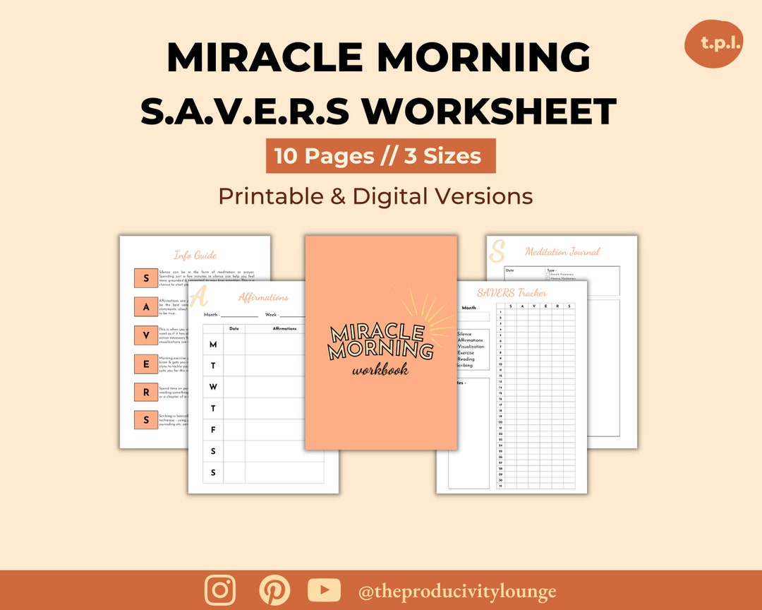 Miracle Morning Routine Planner - Miracle Morning Tracker, Life SAVERS ...