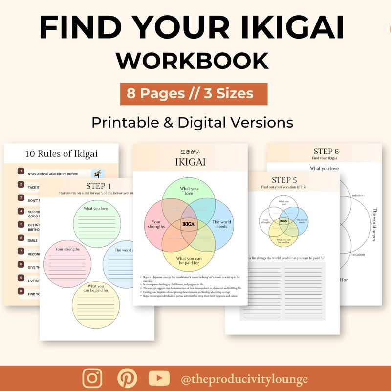 Ikigai Workbook - Etsy