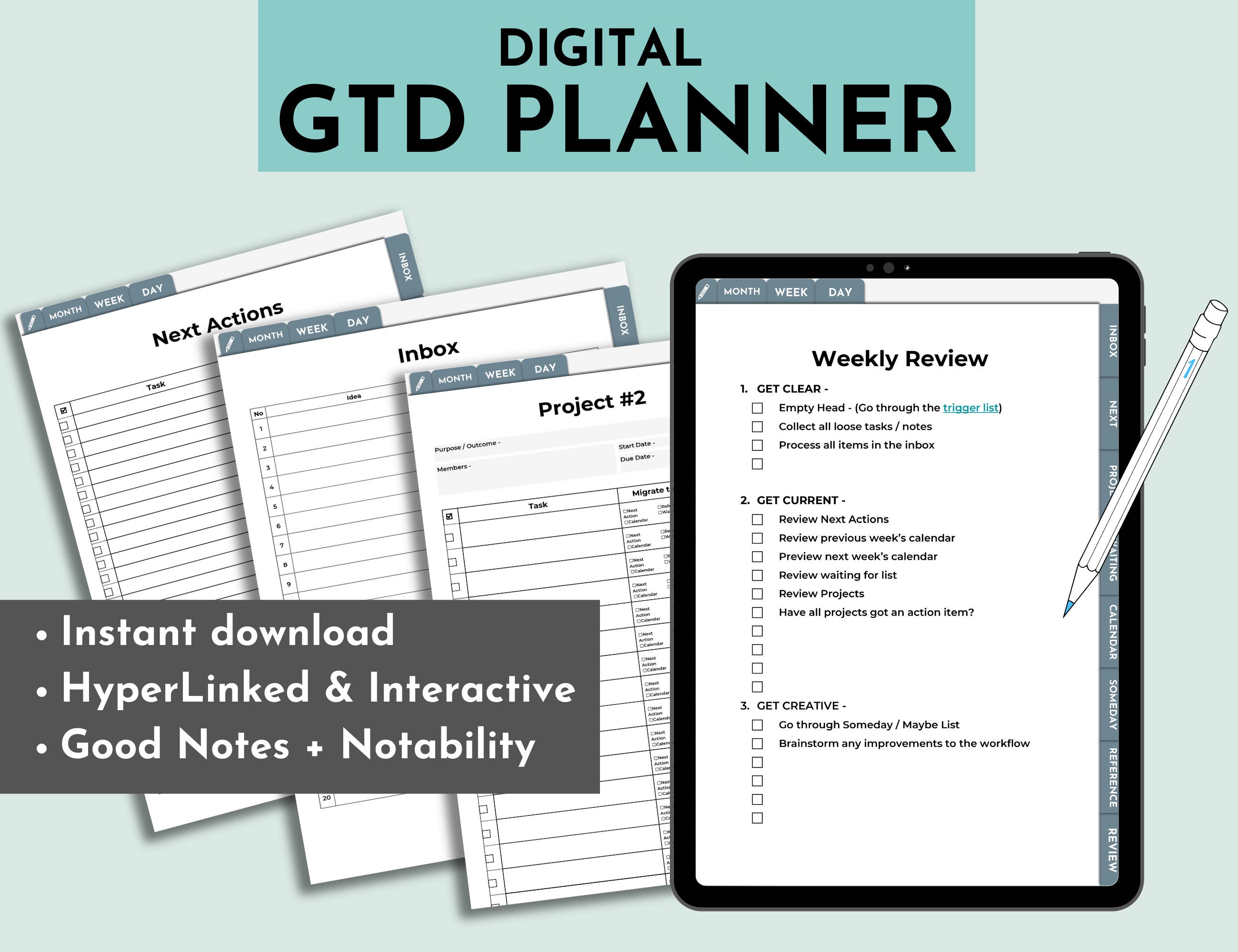 Getting Things Done Digital Planner for iPad GTD Planner | Etsy