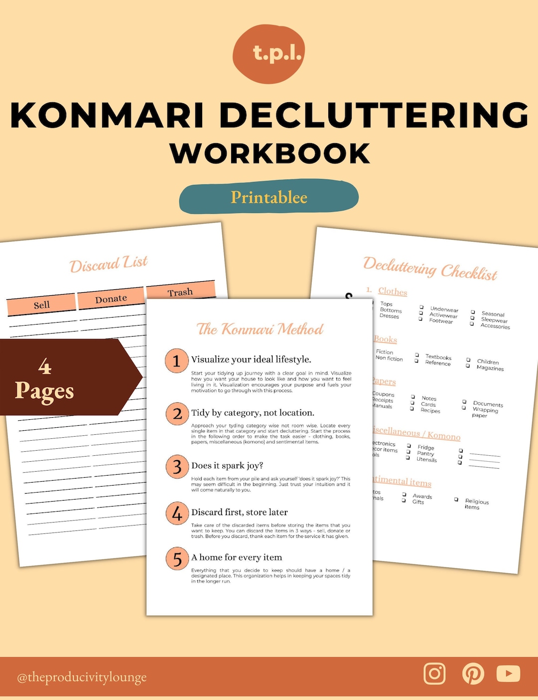 Konmari Method Printable Workbook Declutter Printable House - Etsy
