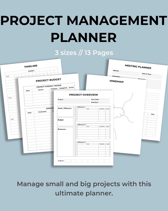 Project Management Planner Templates Digital and Printable | Etsy