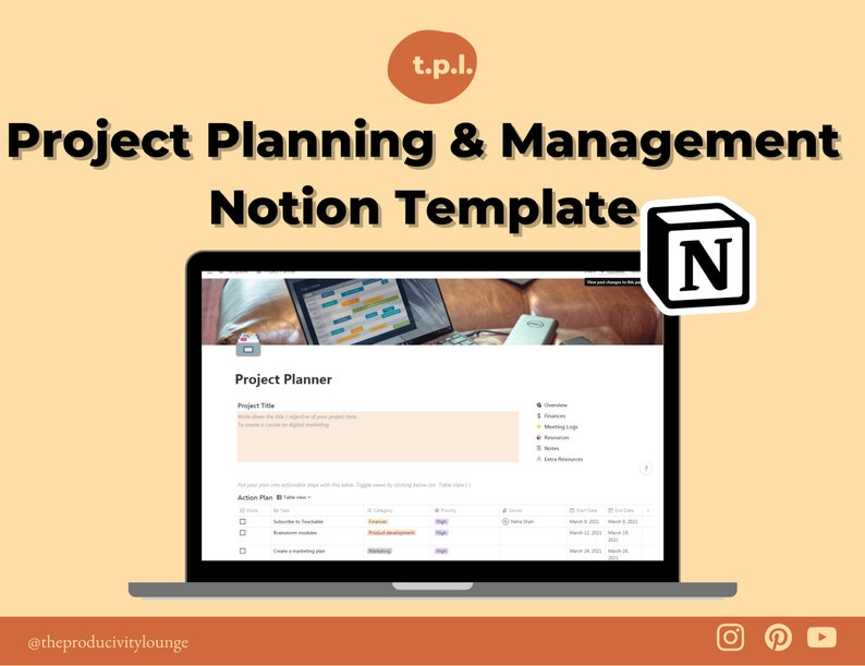 Notion Template Project Planner Project Management | Etsy