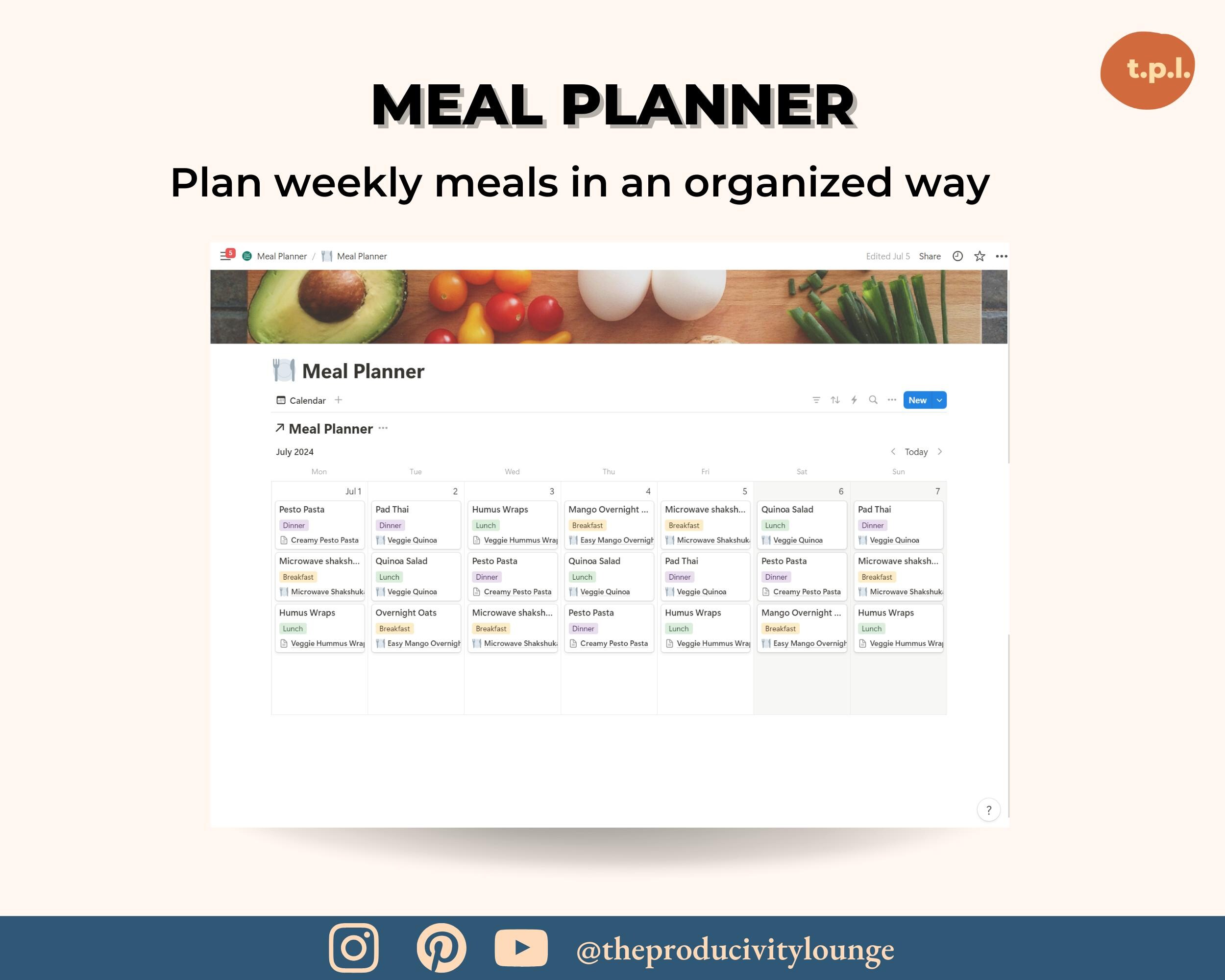Notion Meal Planner Template Digital Family Meal Planner, Aesthetic ...