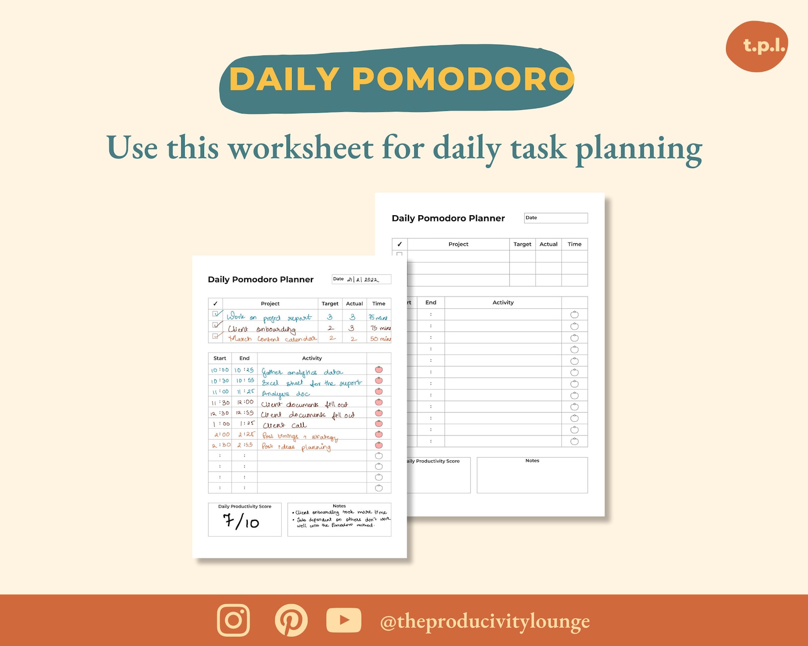 Pomodoro Tracker - Printable and Digital Planner, Time Management ...
