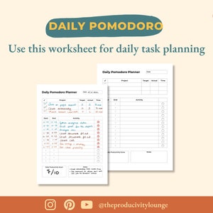 Pomodoro Tracker - Printable and Digital Planner, Time Management ...