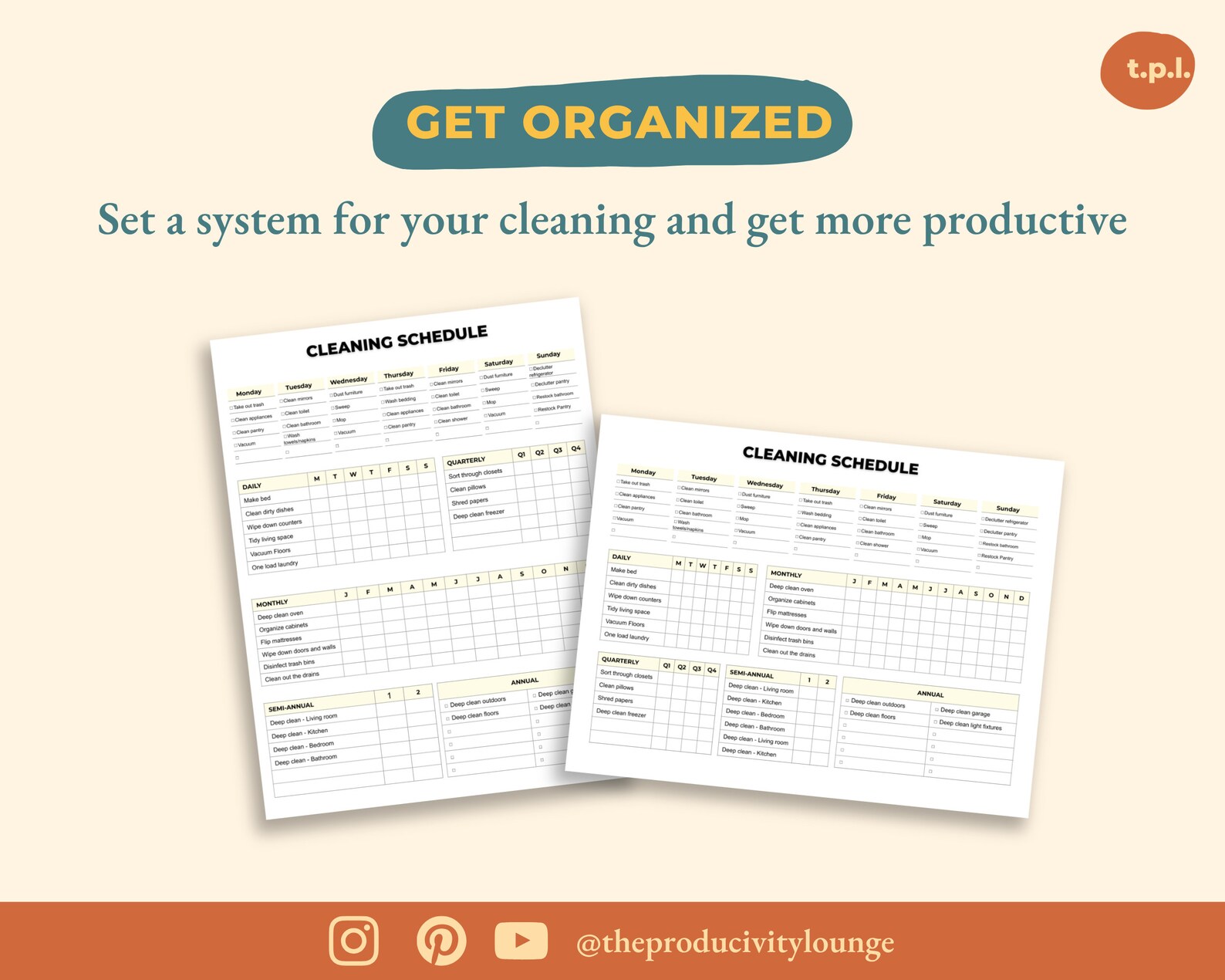 Cleaning Schedule Printable Planner Digital Cleaning Routine Planner ...