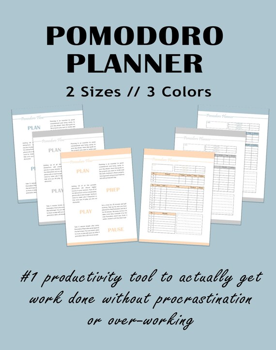 Pomodoro Planner Kit Printable and Editable Planner Study | Etsy