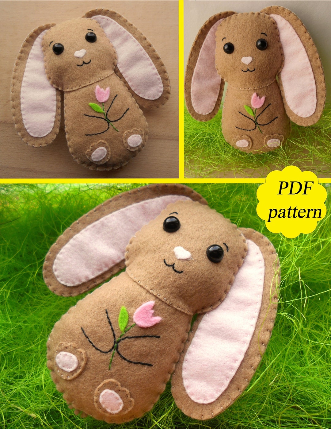 PDF Pattern Easter Bunny PDF Felt Pattern Easter Bunny Ornament Kids ...