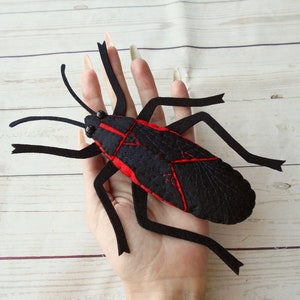 Boxelder Bug From Felt - Realistic Insect Figure Black Beetle Figurine ...
