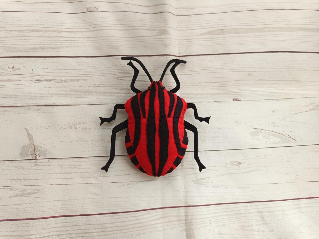 Realistic Striped Stink Bug From Felt Red Stinkbug Figurine Felt ...