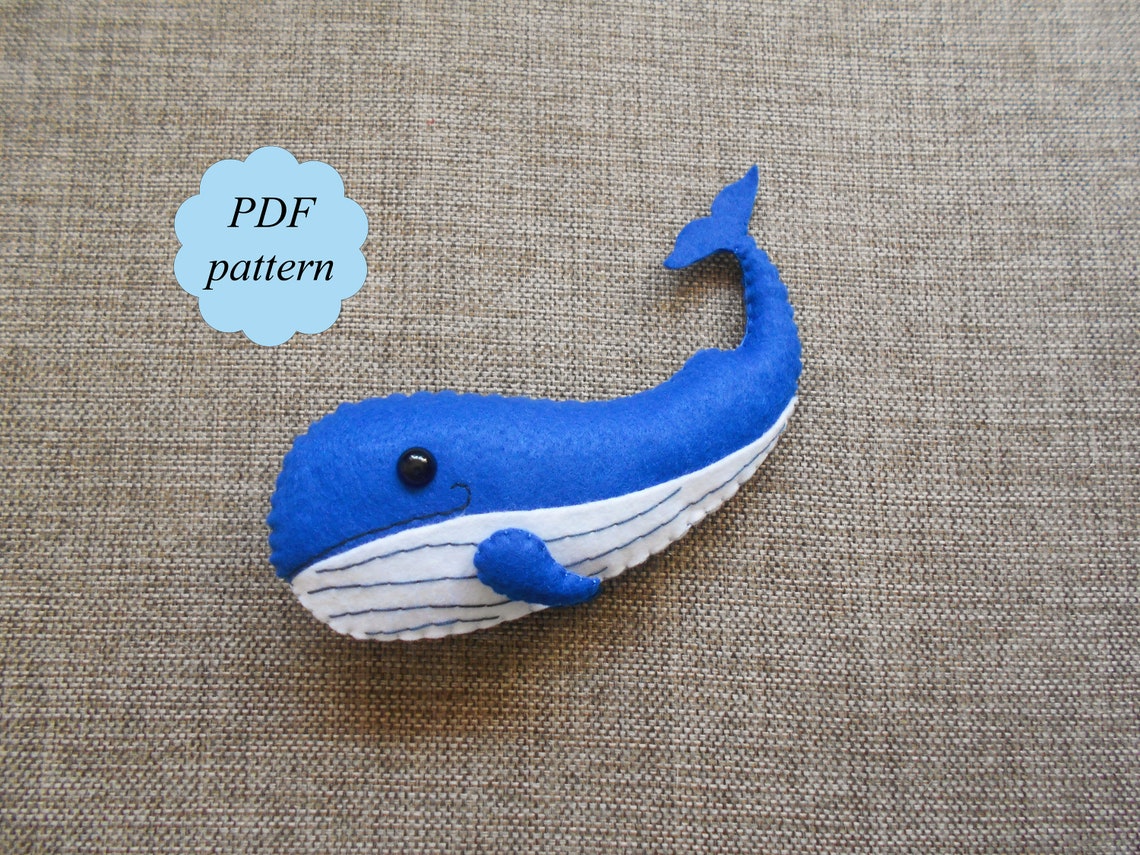 Whale Pdf Pattern Felted Animal Felted Whale Felt Whale Plush | Etsy