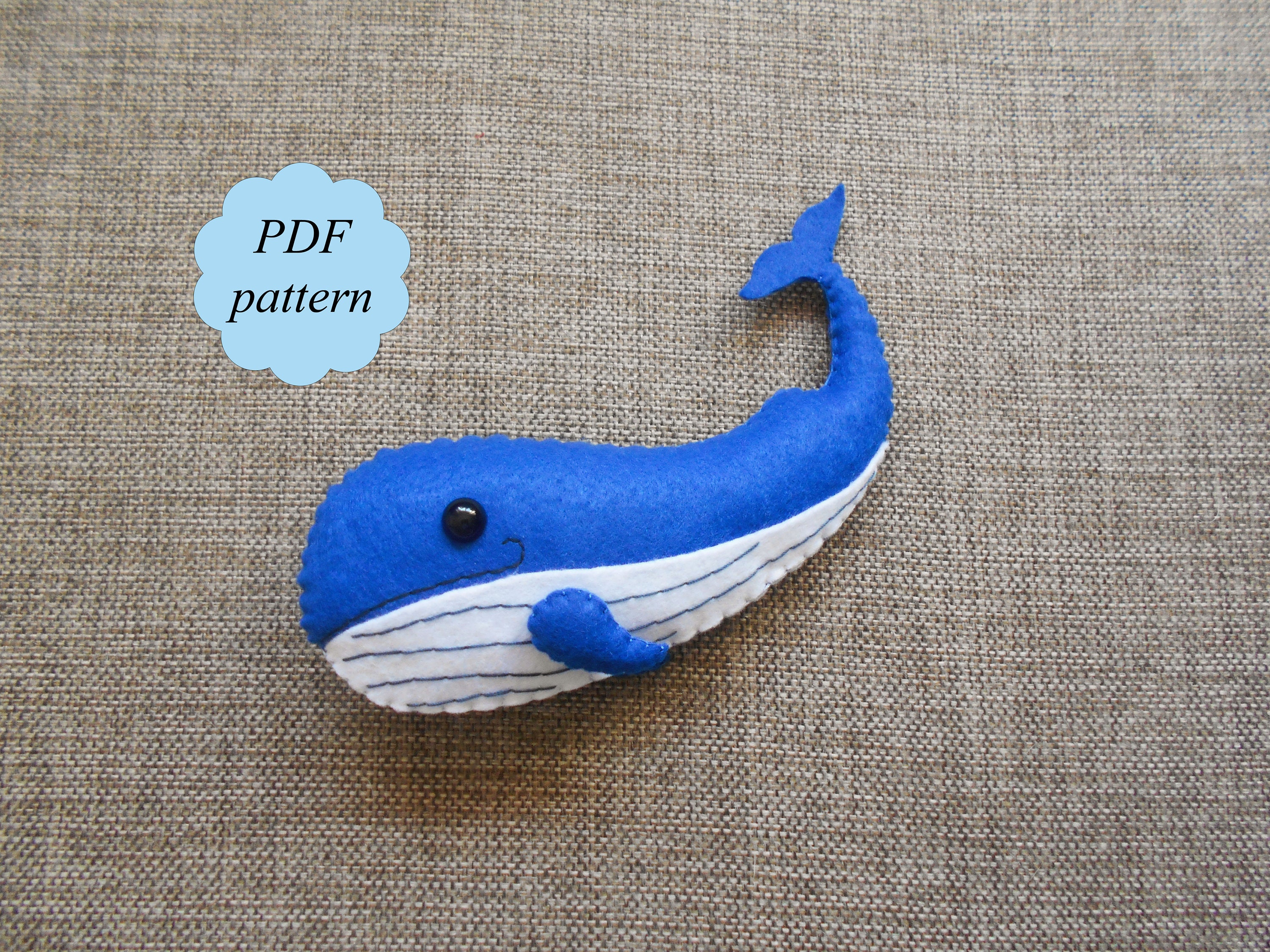 Whale Pdf Pattern Felted Animal Felted Whale Felt Whale Plush - Etsy