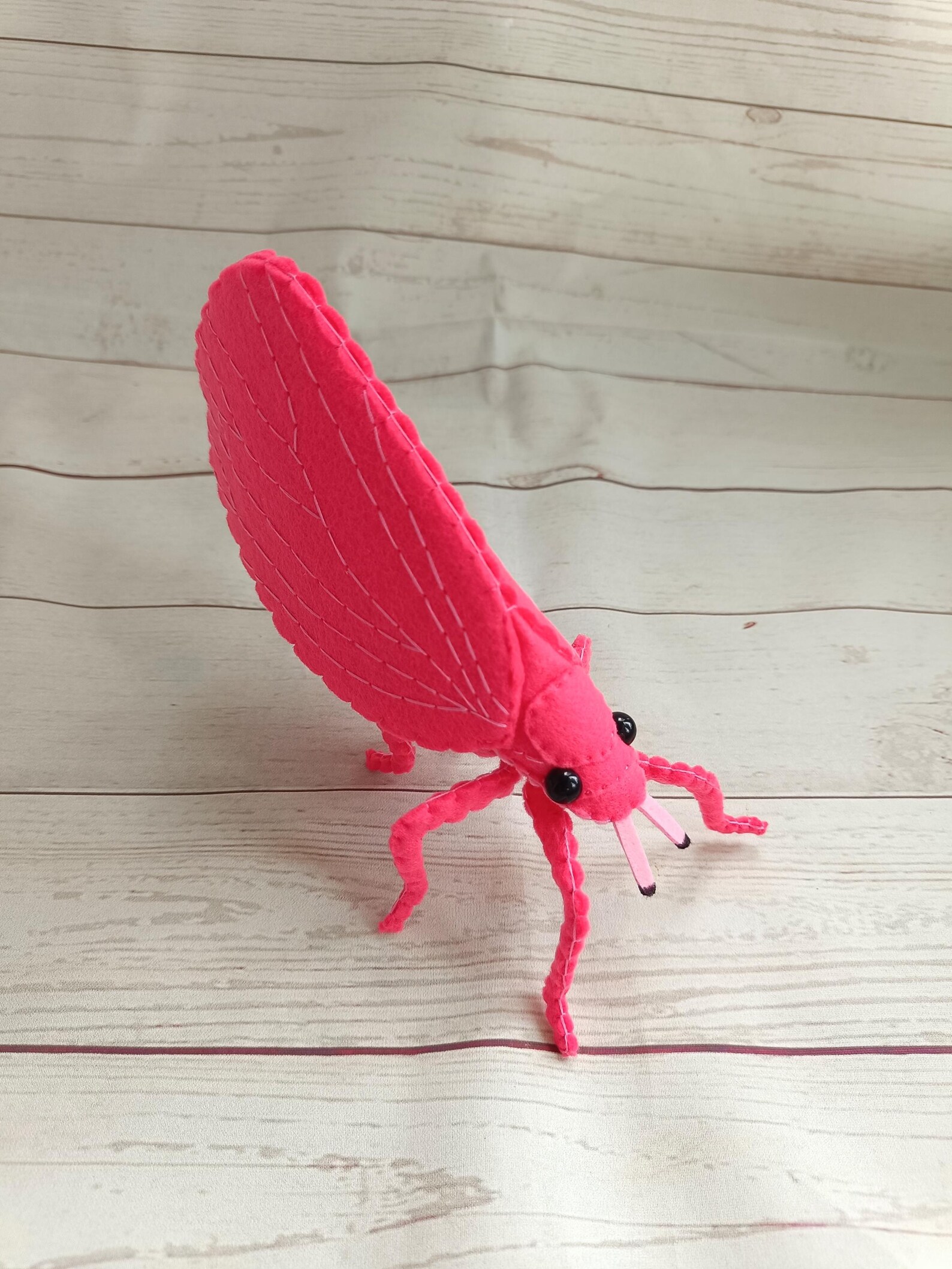 Pink Flatid Leaf Bug From Felt Realistic Felt Leaf Bug Felted Pink Bug ...