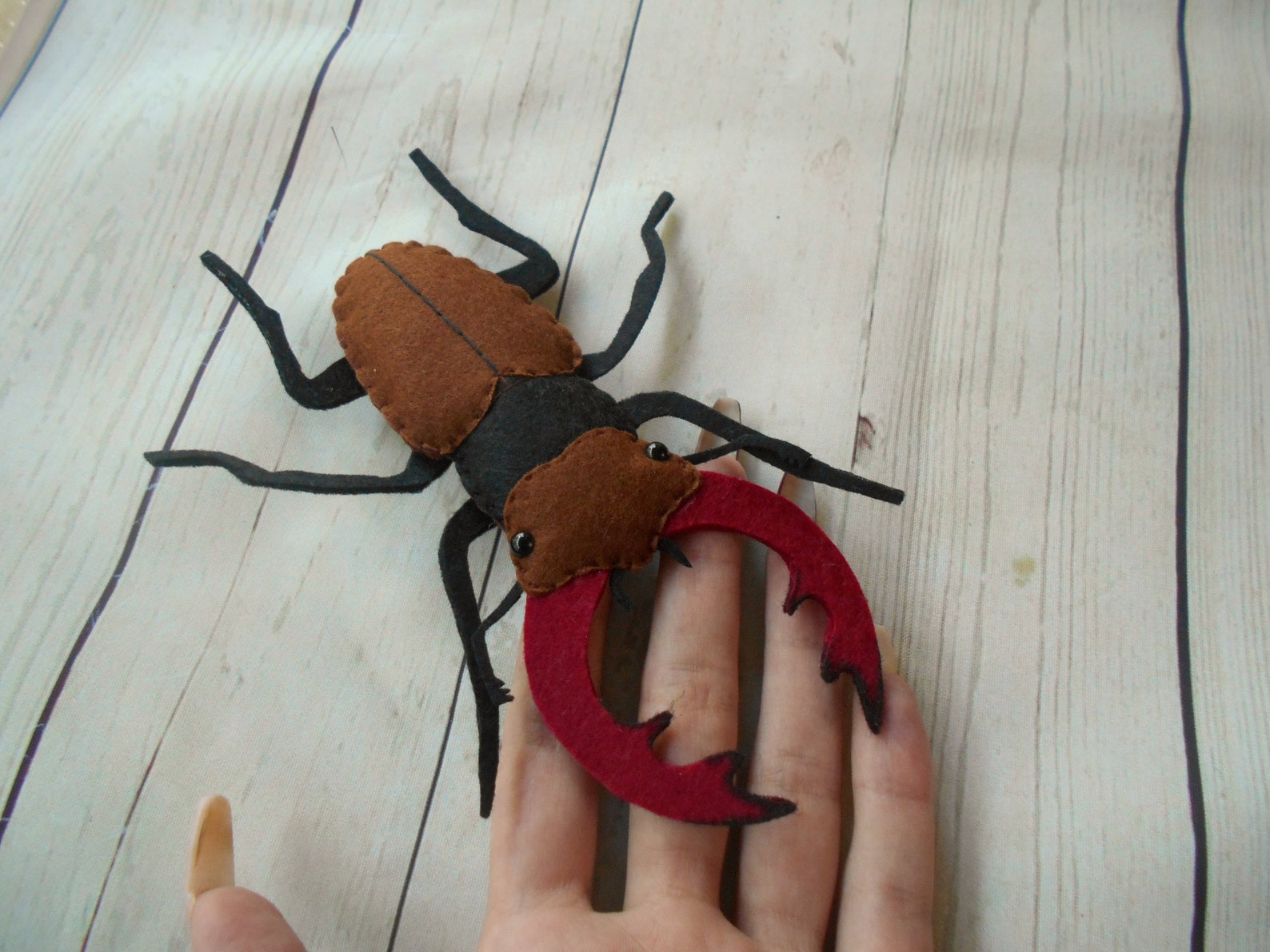 Realistic stag beetle toy Felted stag beetle figurine Learn | Etsy