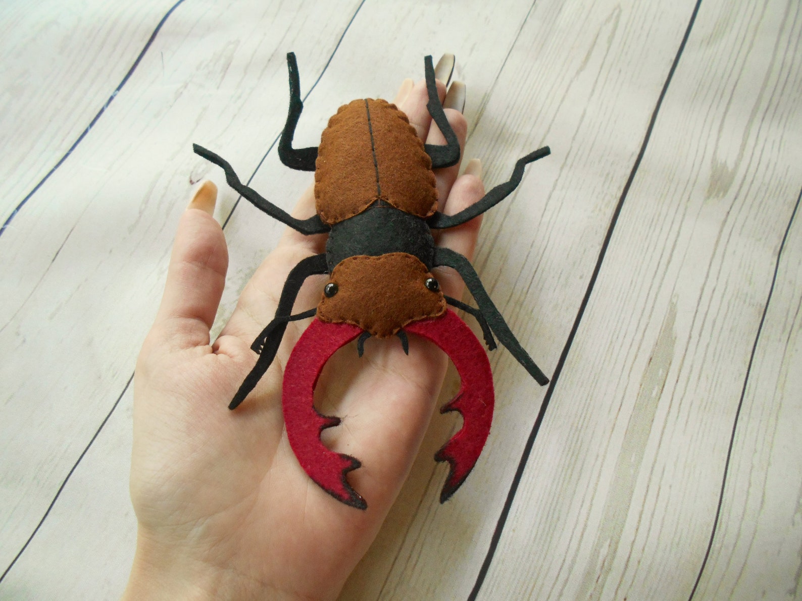 Realistic stag beetle toy Felted stag beetle figurine Learn | Etsy