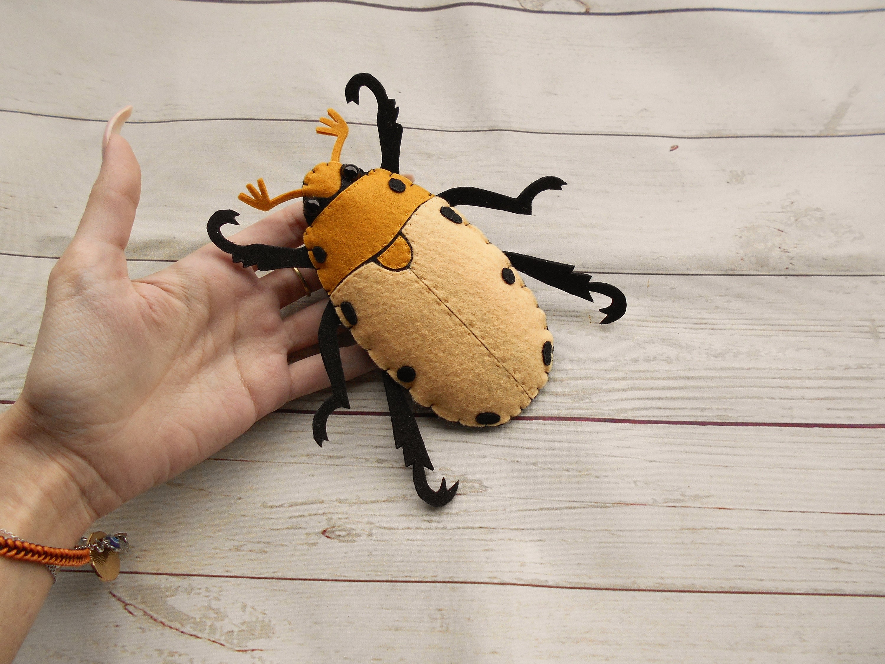 Realistic Grapevine Beetle From Felt Felted Pelidnota Punctata Beige ...