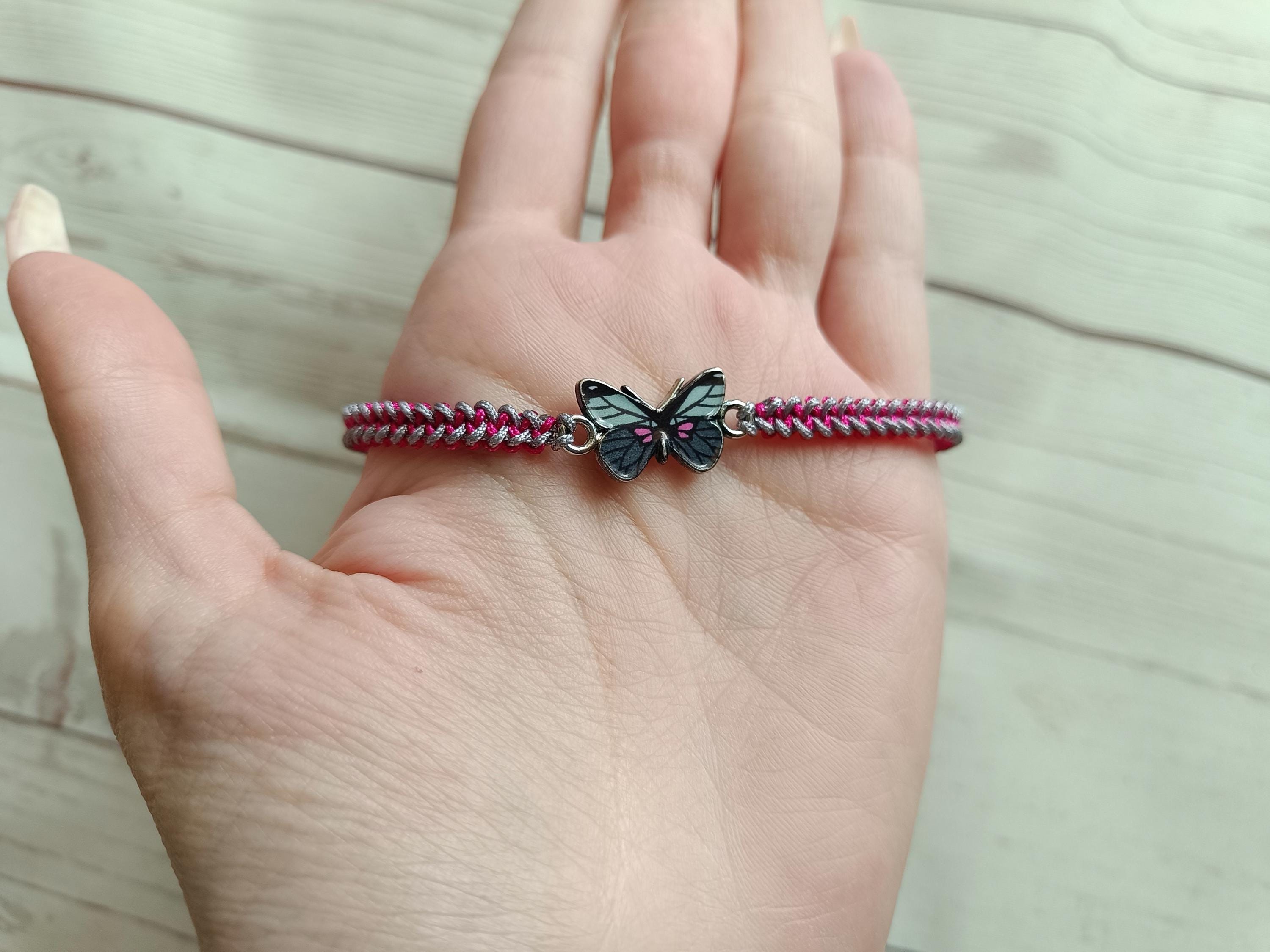 Cute Braided Bracelet With Butterfly Nylon Cord Surf Bracelet With ...