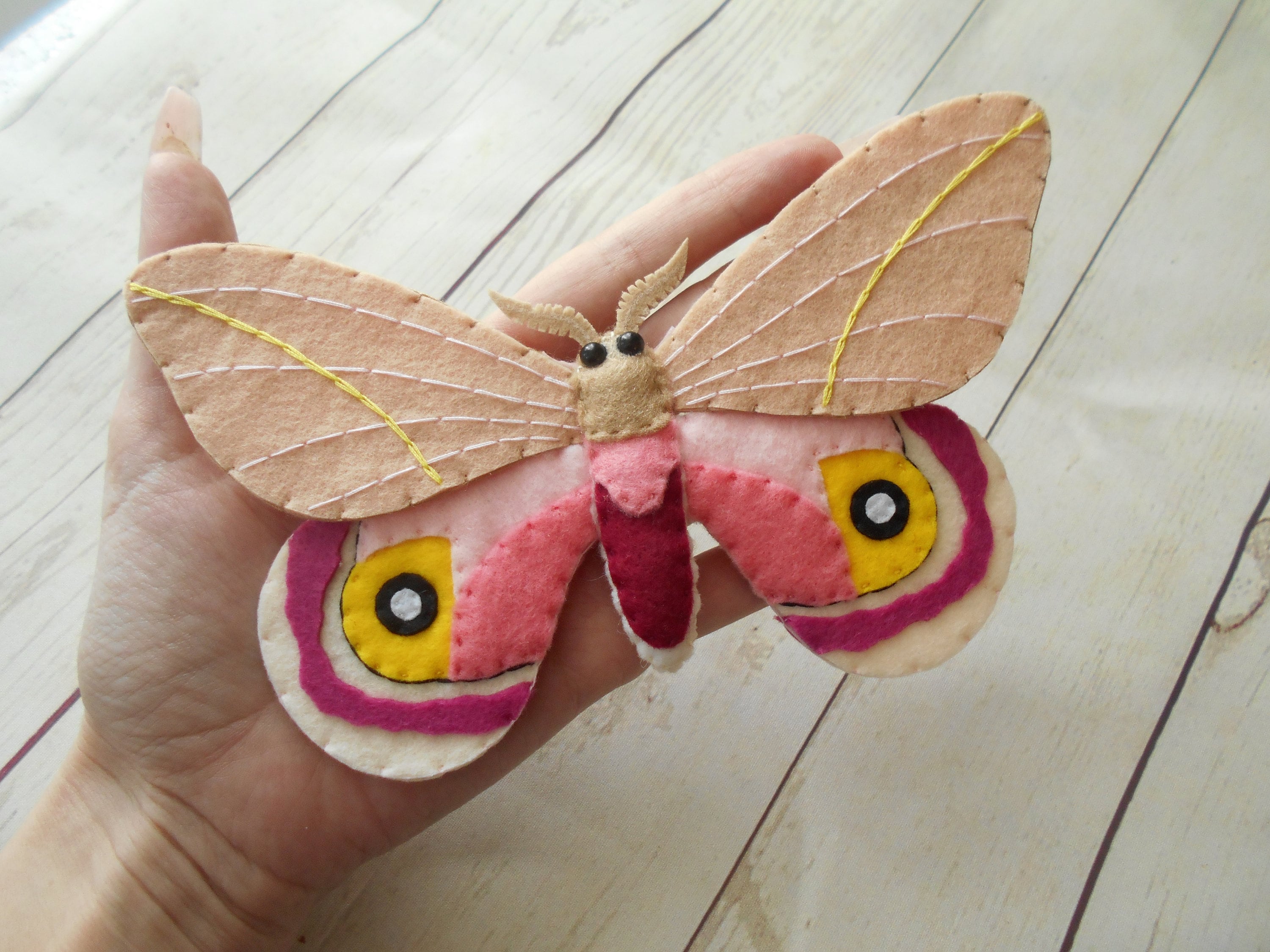 Realistic Automeris Pamina Saturn Moth From Felt Felted Moth Toy Felt ...