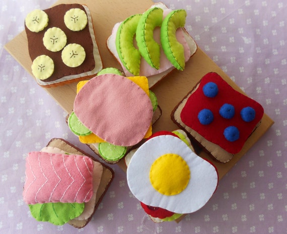 Felted Sandwich Felt Toast Play Food Play Kitchen Felt Bread | Etsy