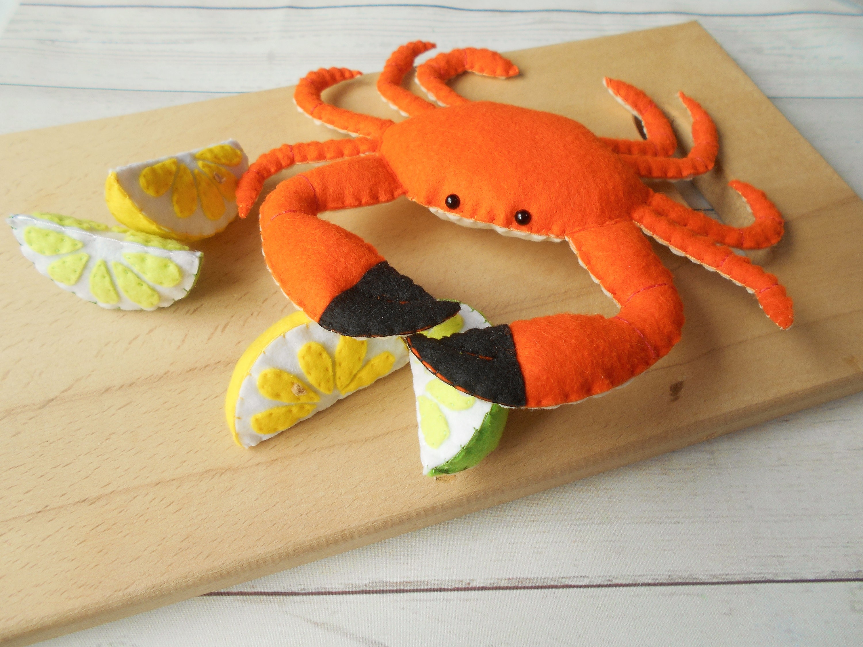 Felt crab Felted crab Felt food felted food Felt kitchen play | Etsy