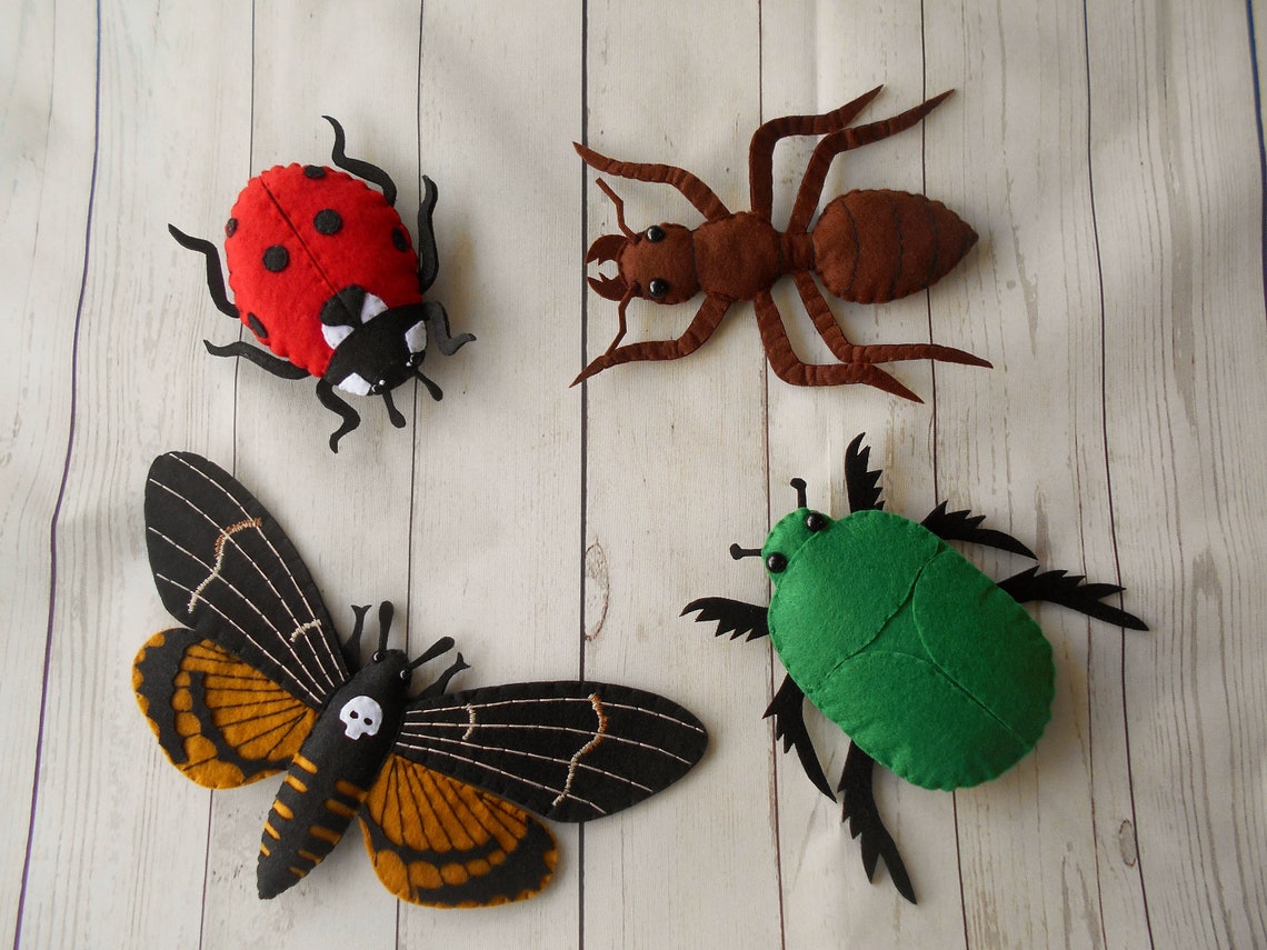 Colección de insectos de fieltro, Juguetes de escarabajos realistas ...