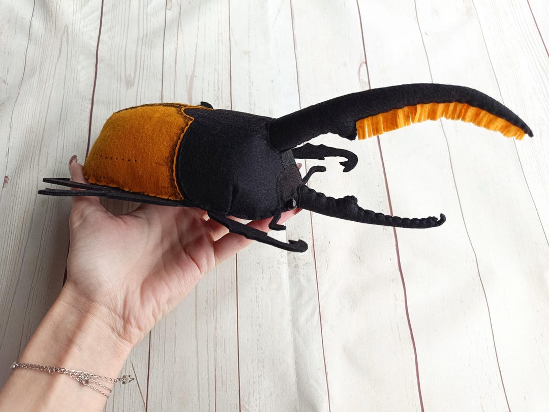 BIG Realistic Hercules Beetle From Felt Yellow Rhinoceros Beetle Felt ...