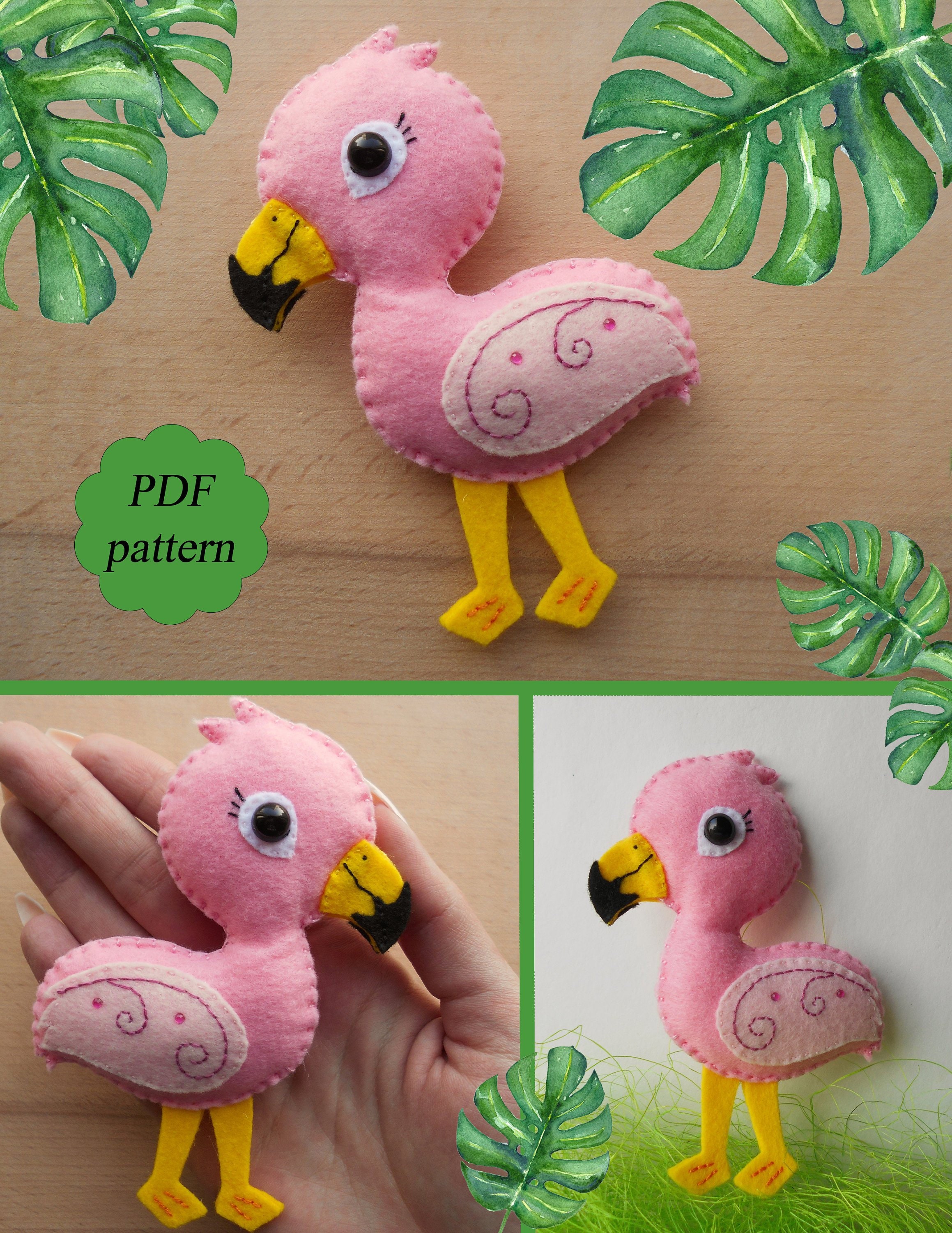 Flamingo Toy PDF Felt Pattern PDF Sewing Felt Pattern Kids Toy - Etsy