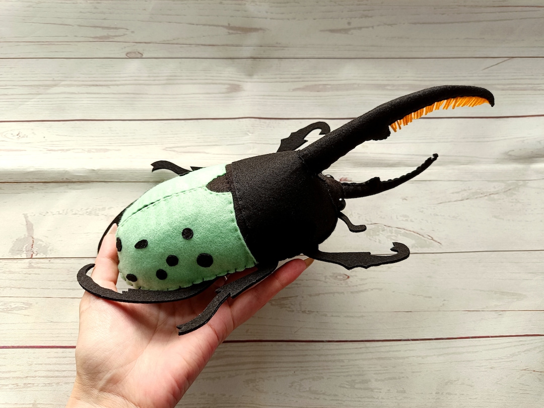 BIG Realistic Hercules Beetle From Felt Green Rhinoceros Beetle Felted ...