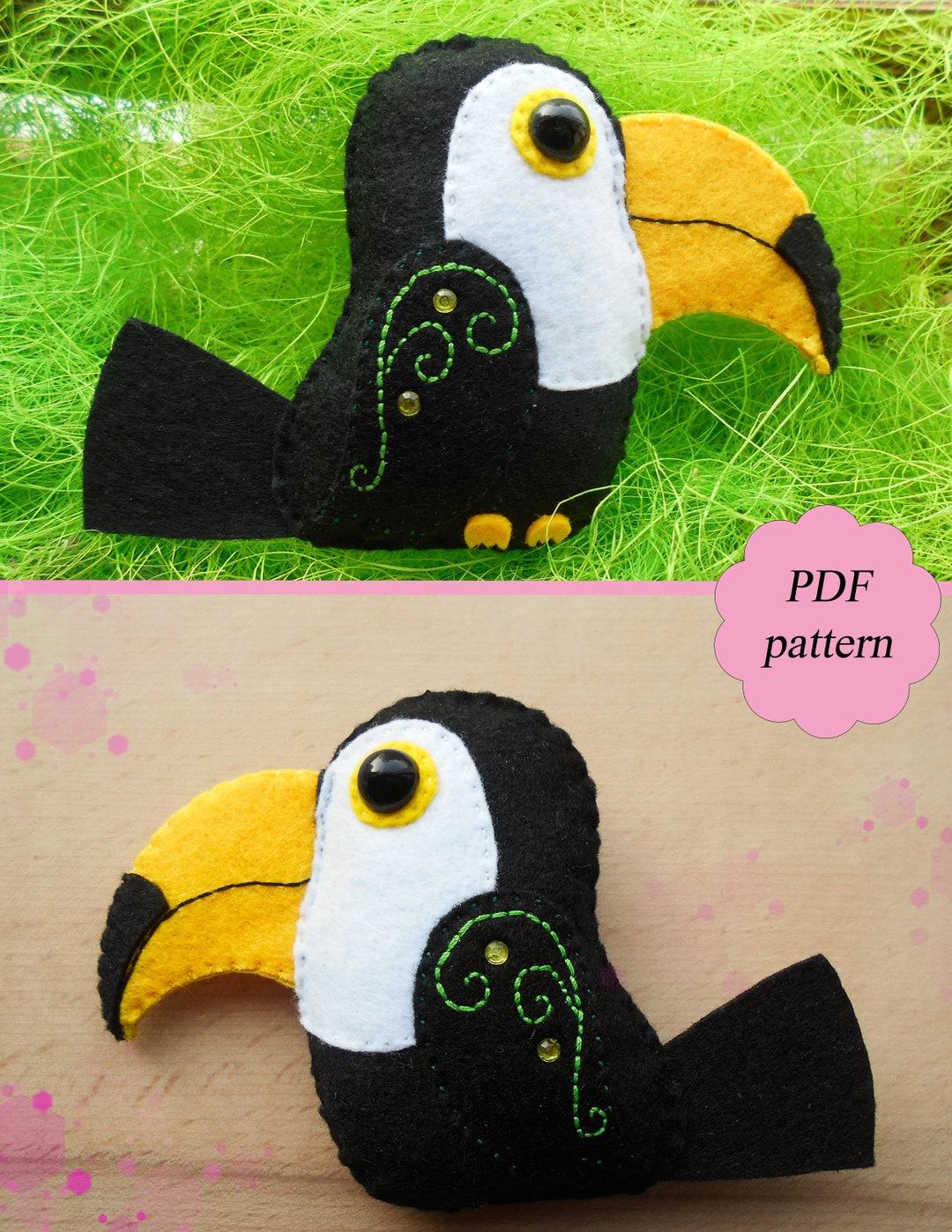 PDF Felt Pattern Toucan Toy PDF Pattern Toucan Tropical Bird Kids Toy ...
