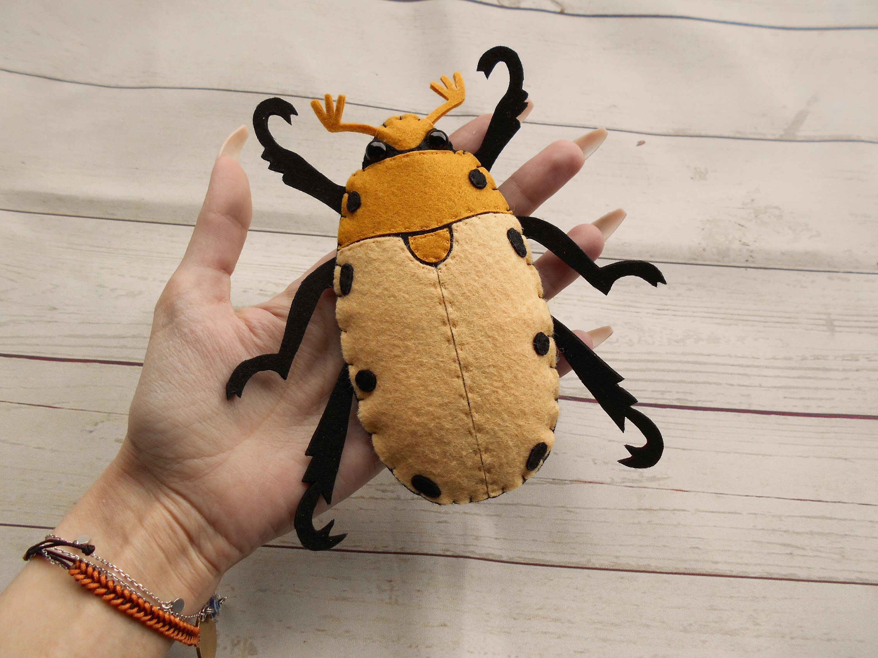 Realistic Grapevine Beetle From Felt Felted Pelidnota Punctata Beige ...