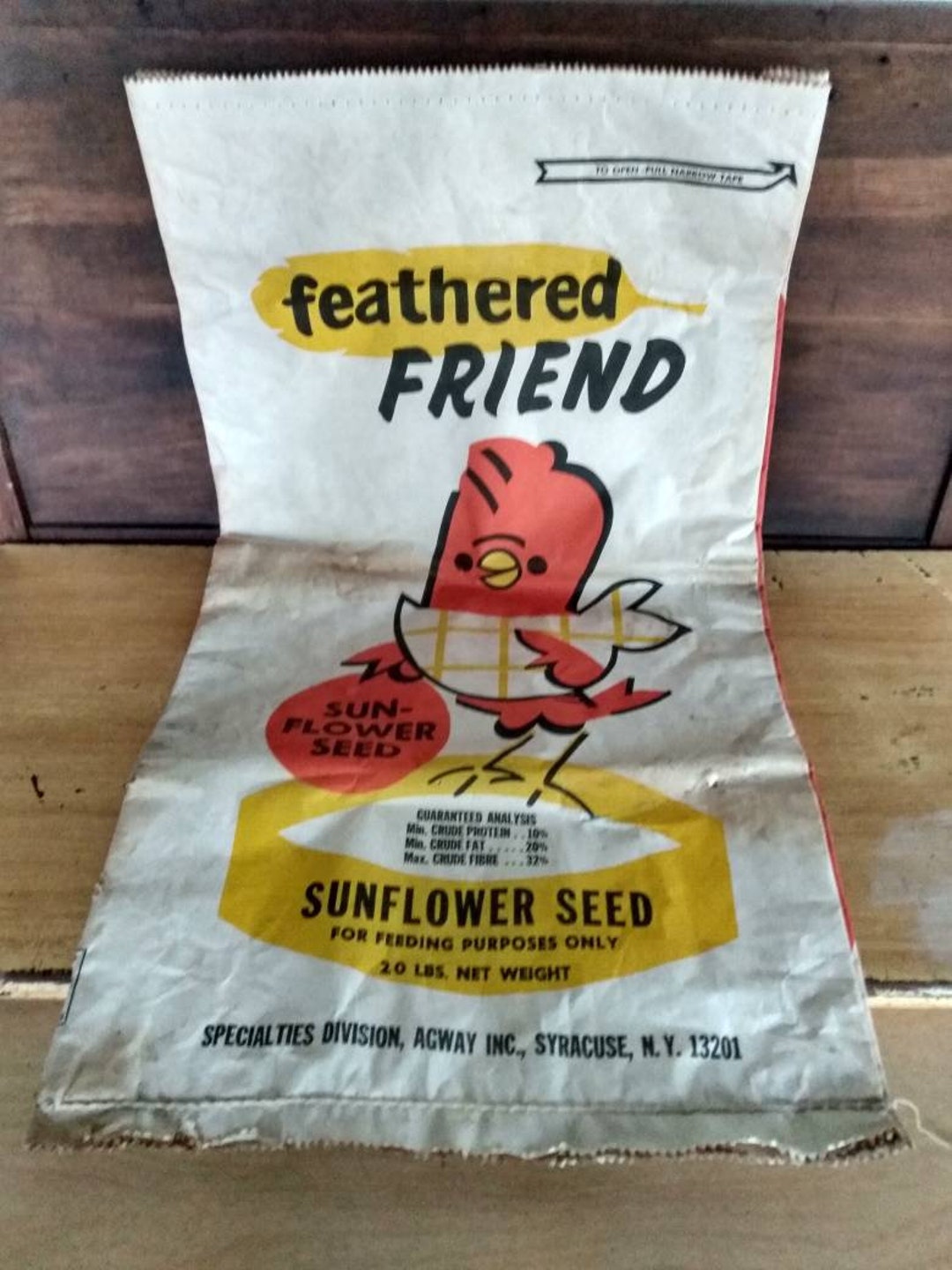 Decorative Vintage Feathered Friend Sun-flower Seed Paper Bag 20 Lbs ...
