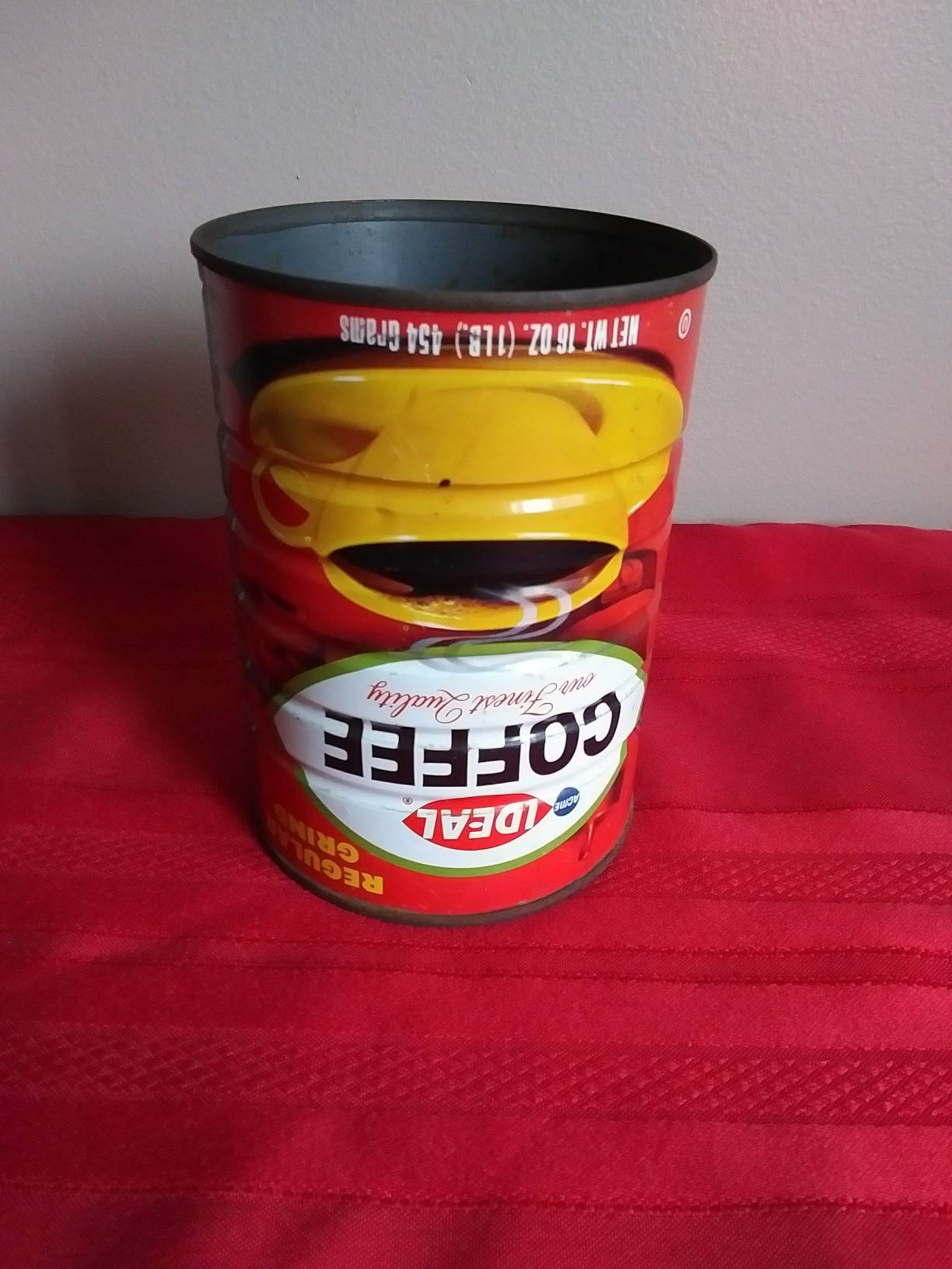 Vintage Acme ideal tin coffee can yellow cup 16 oz opened | Etsy