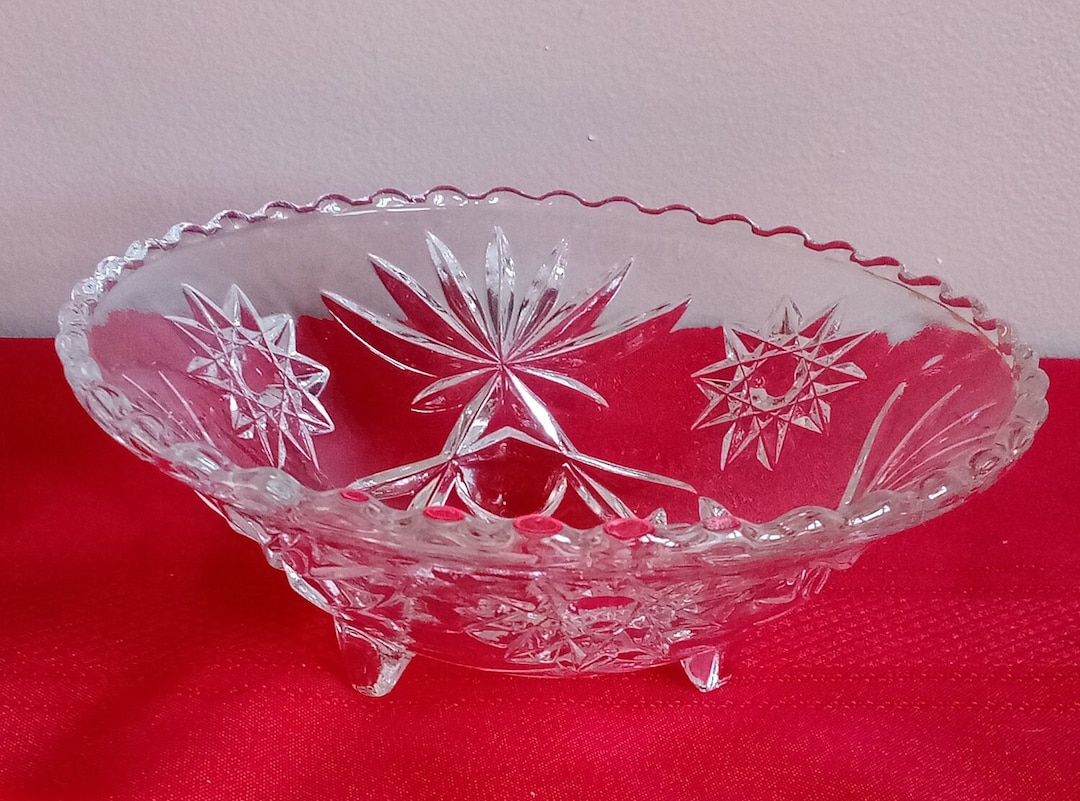 Anchor Hocking Vintage Clear Glass Serving Dish 3 Legs Stars - Etsy