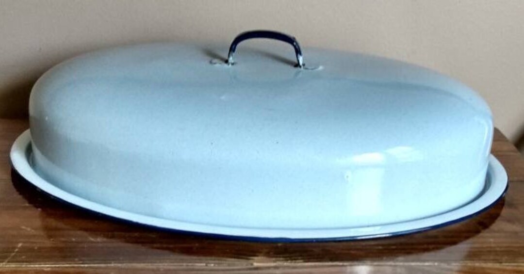 Vintage Savory Roaster Pan Lid Cover White Enamel - Etsy