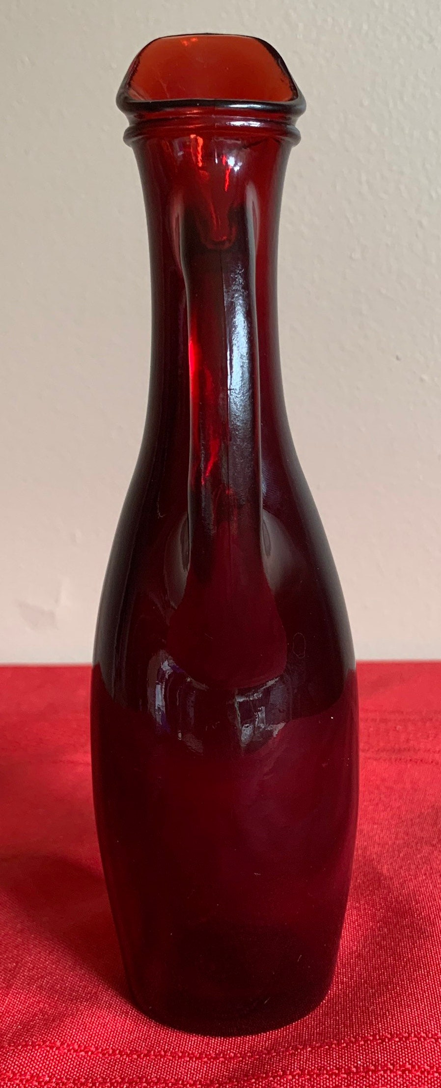 Ruby Red Glass Pitcher With Handle Vintage Pitcher - Etsy