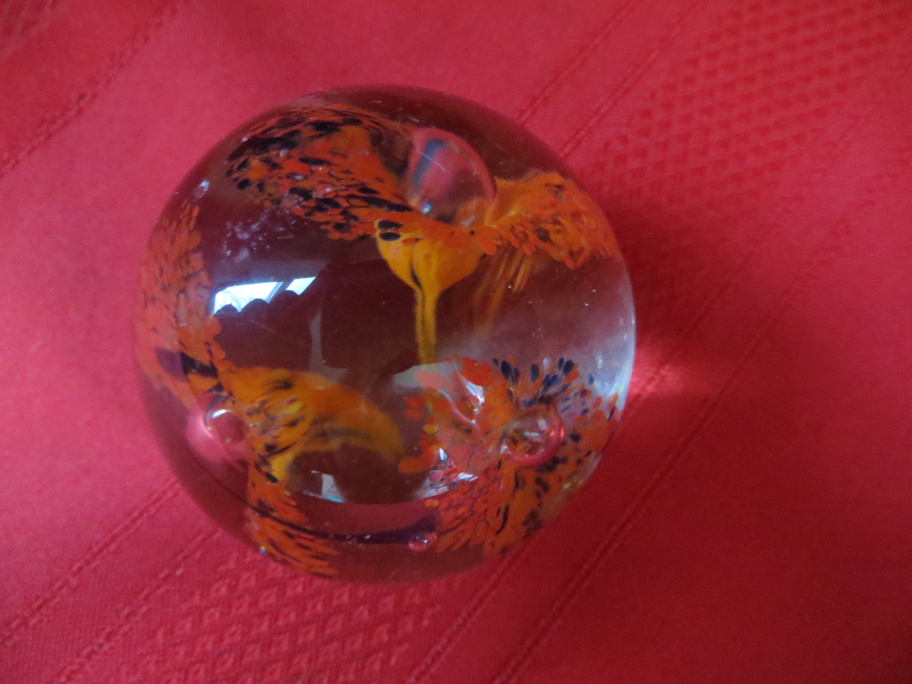 Glass Paperweight 1960's Vintage 3 Orange Flowers Blown - Etsy