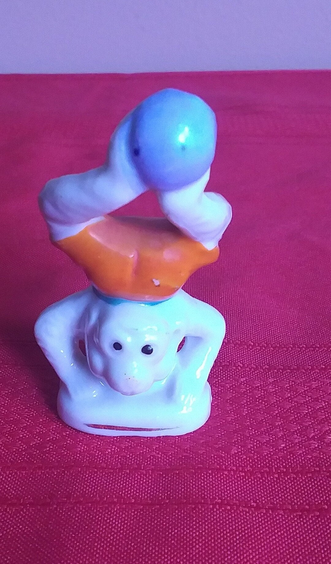 Japan Porcelain Monkey Handstand Holding Blue Ball Vintage - Etsy
