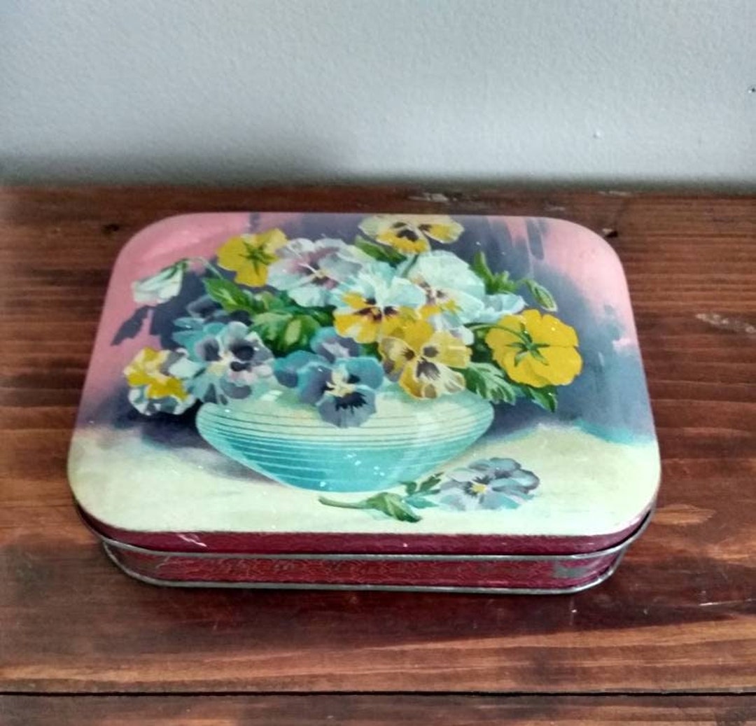 Harry Vincent Blue Bird Toffee Tin With Pansies, England Huntington ...