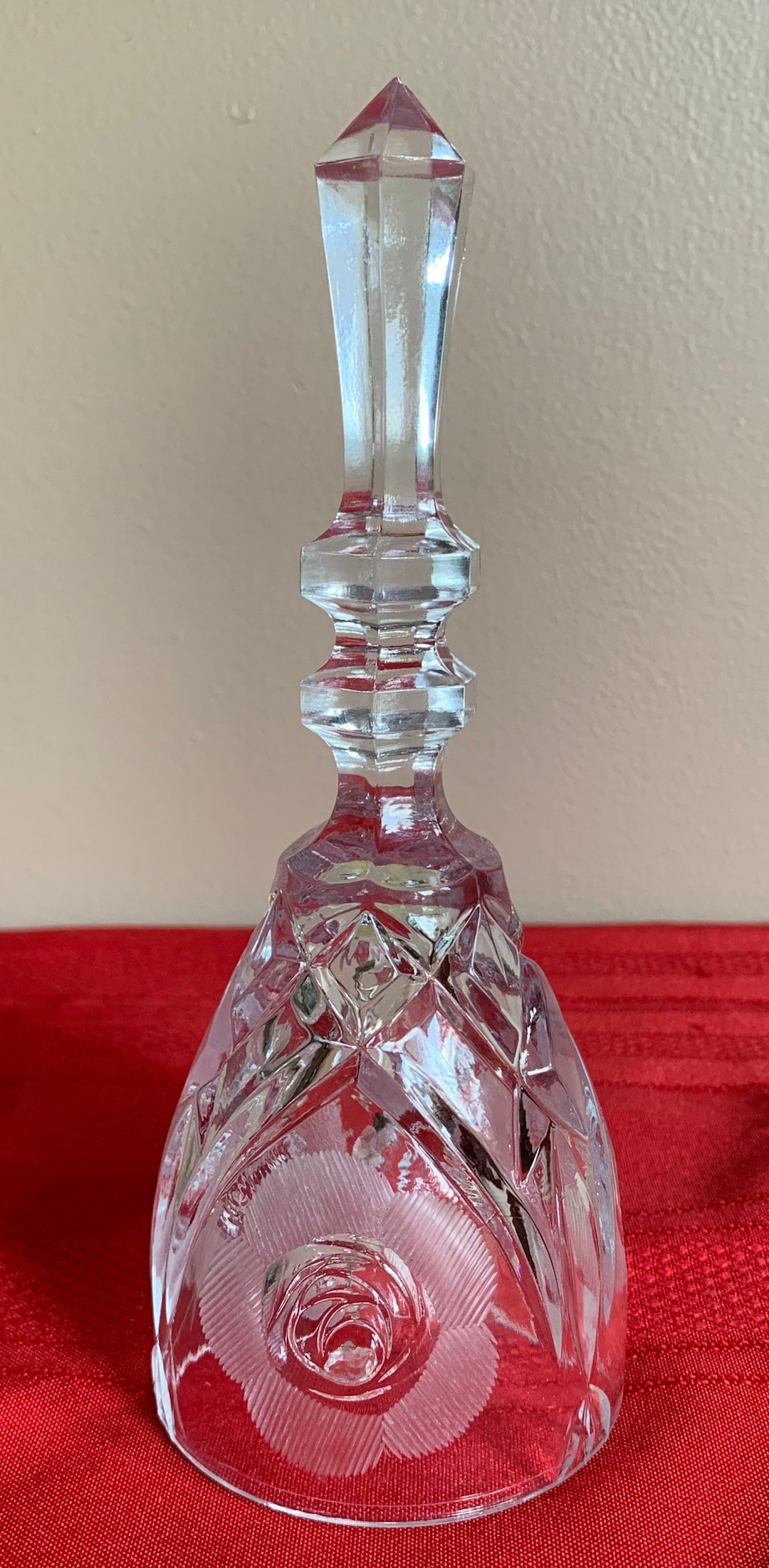 Vintage Crystal Glass Rose Hand Bell - Etsy