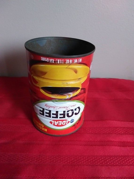 Vintage Acme ideal tin coffee can yellow cup 16 oz opened | Etsy