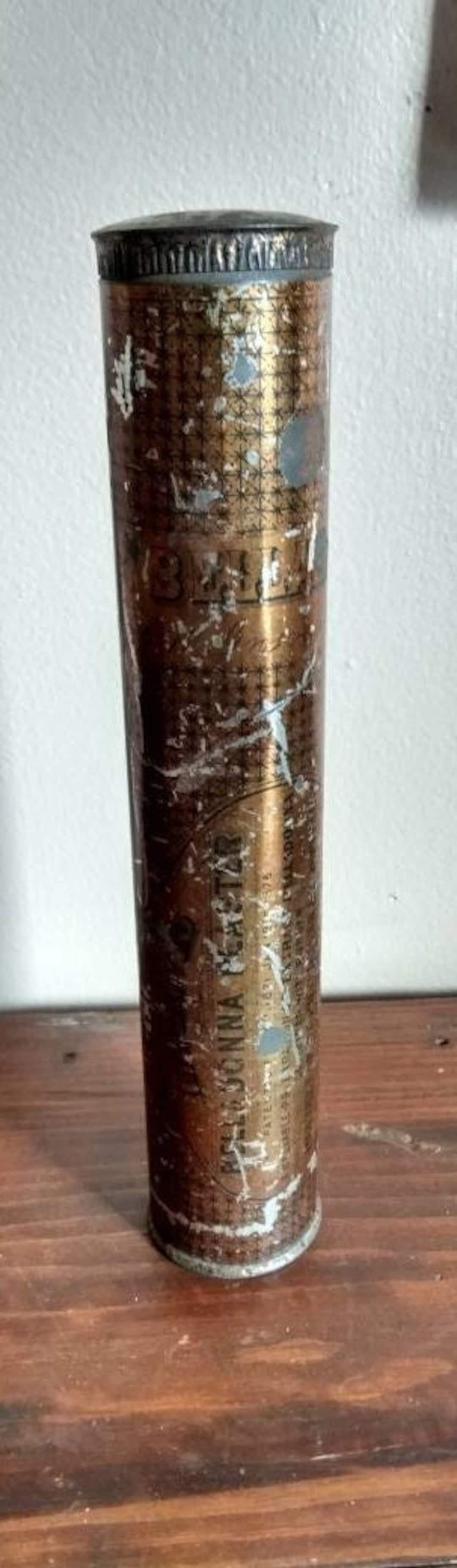 EMP. Belladonna Plaster Improved Antique Tin Can Medical Fine Metal Box ...