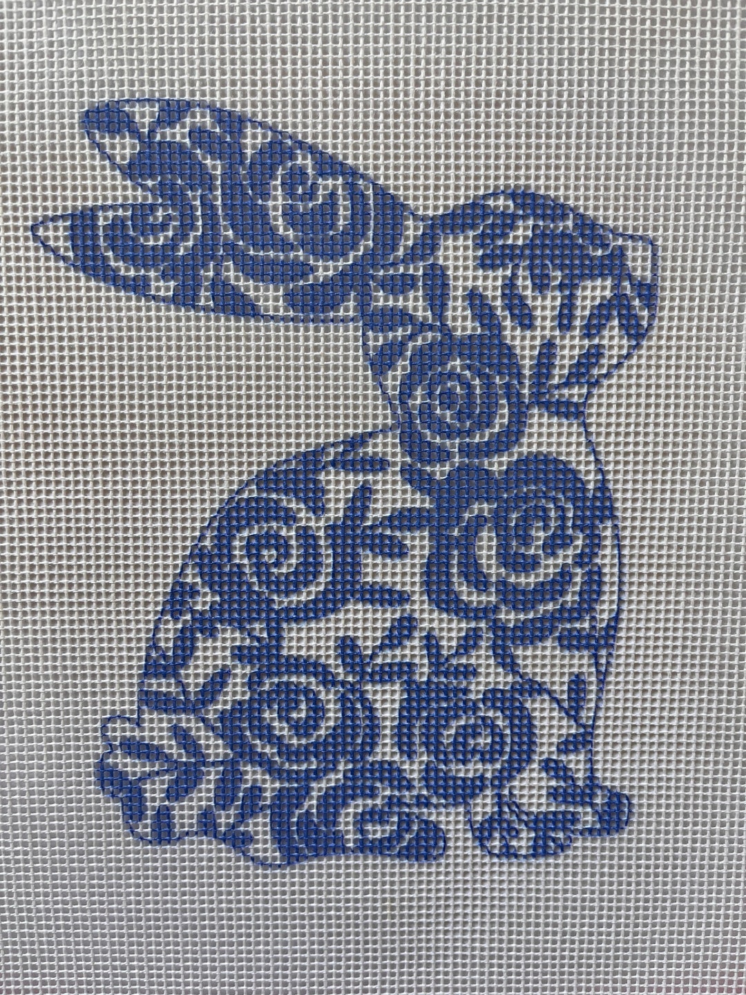 Floral Easter Bunny Needlepoint Canvas -blue - Etsy