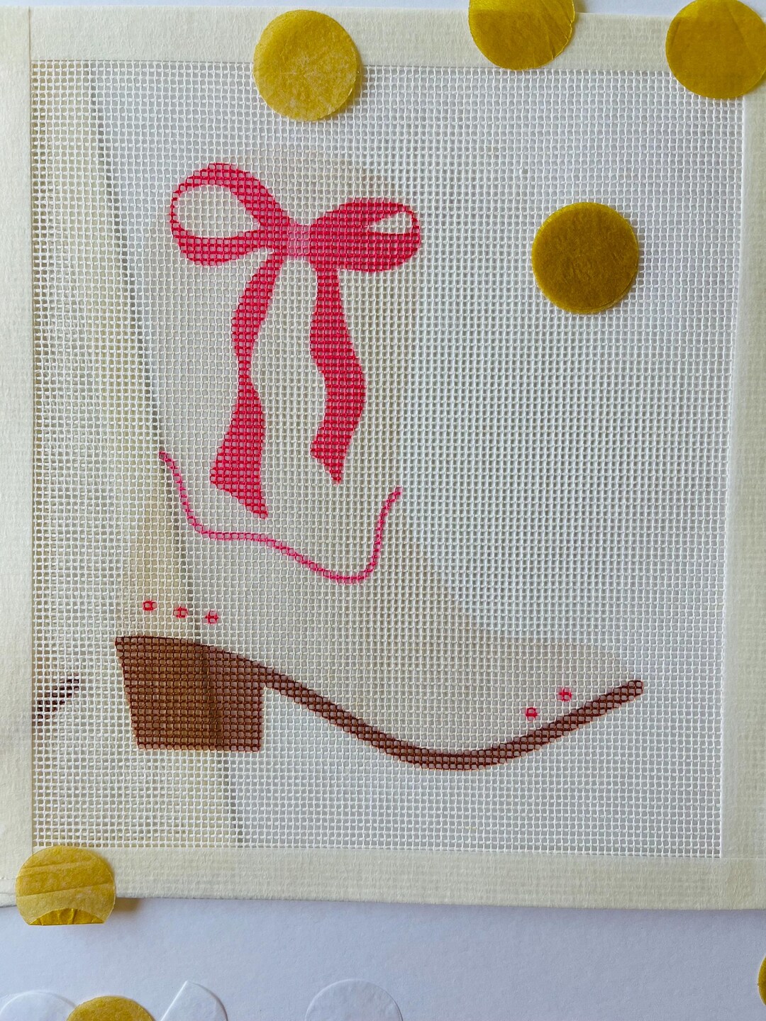 Pink Bow Cowboy Boot Needlepoint Canvas - Etsy