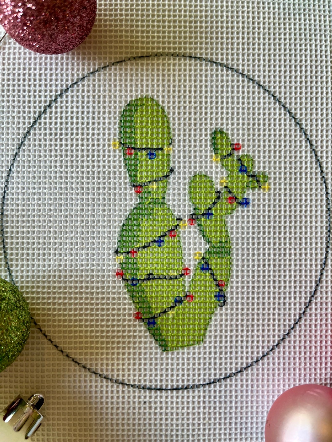 Cactus Christmas Needlepoint Canvas - Etsy