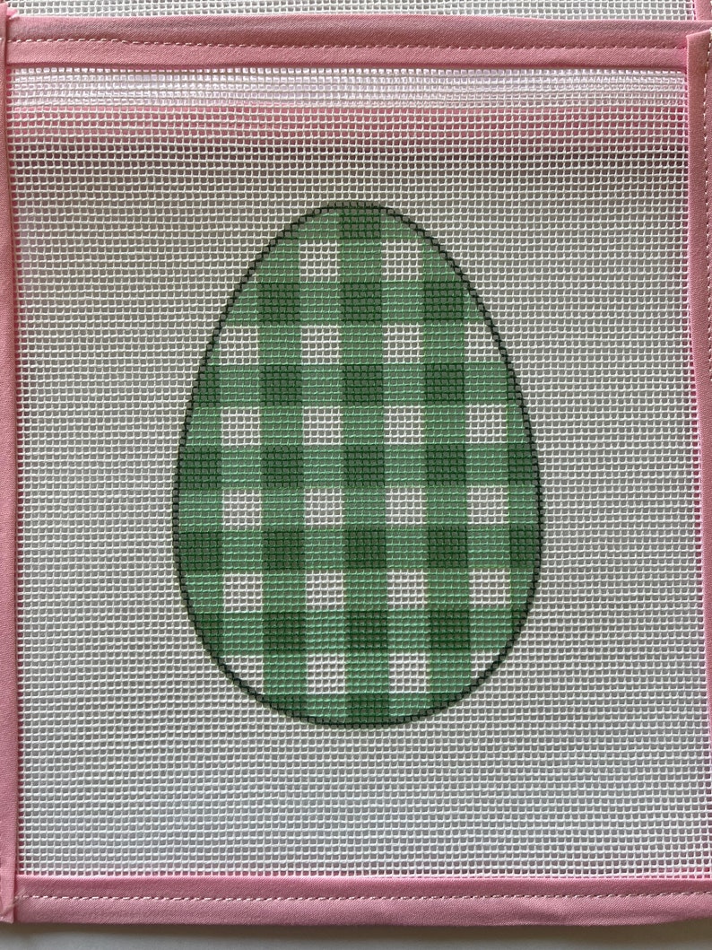 Green Gingham Easter Egg Needlepoint Canvas - Etsy