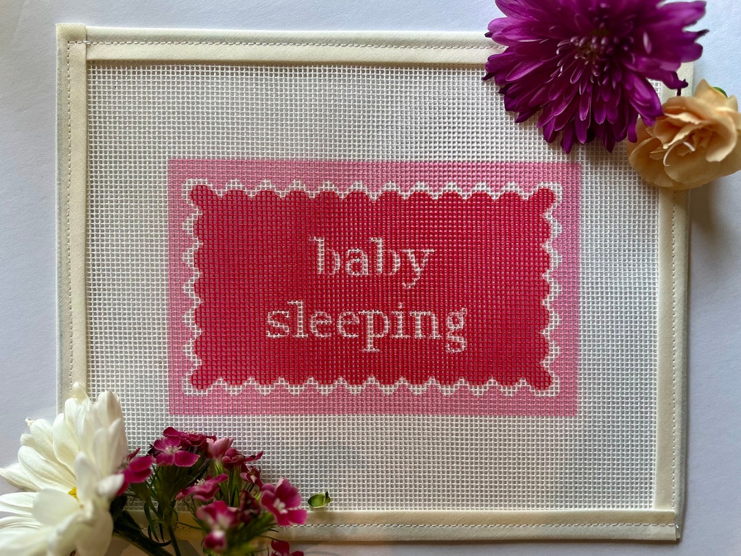 Baby Girl Sleeping Door Hanger Needlepoint Canvas - Etsy