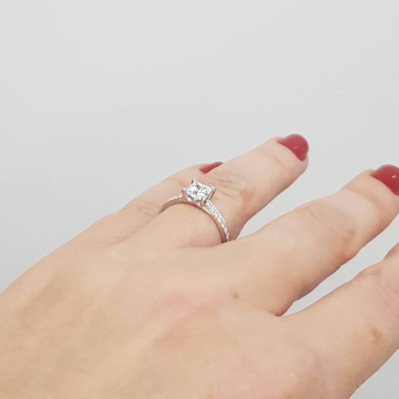 Solitaire Princess Cut Engagement Ring With Channel Set - Etsy