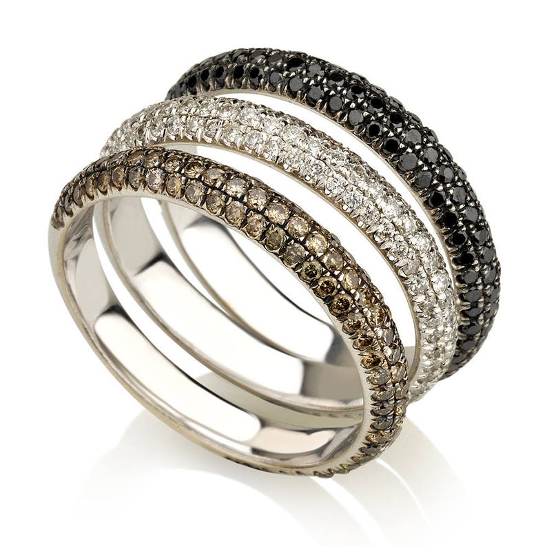 3 Row Micro Pave Diamond Eternity Band - Etsy
