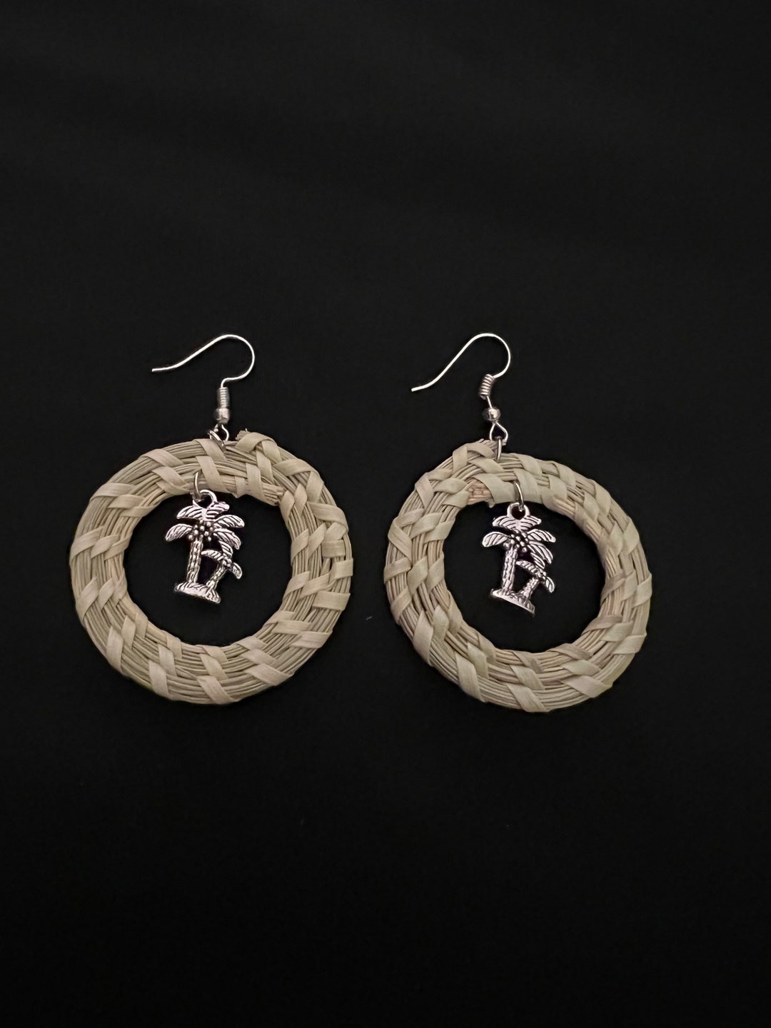 Sweetgrass Palm Tree Hoop Earrings (signature Design) - Etsy