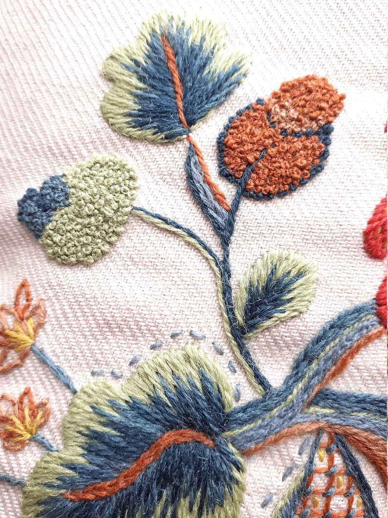 Crewel Work Floral Design Embroidery Kit - Etsy UK